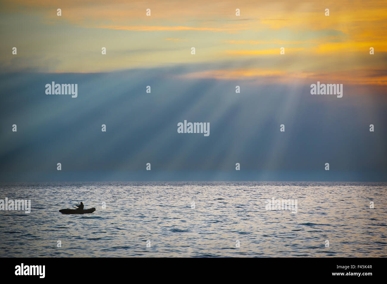 Sea landscape with boat Stock Photo - Alamy