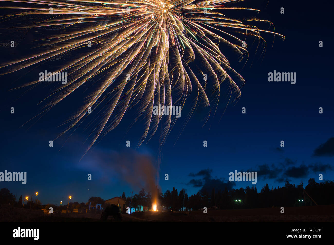 Blue colorful fireworks Stock Photo - Alamy