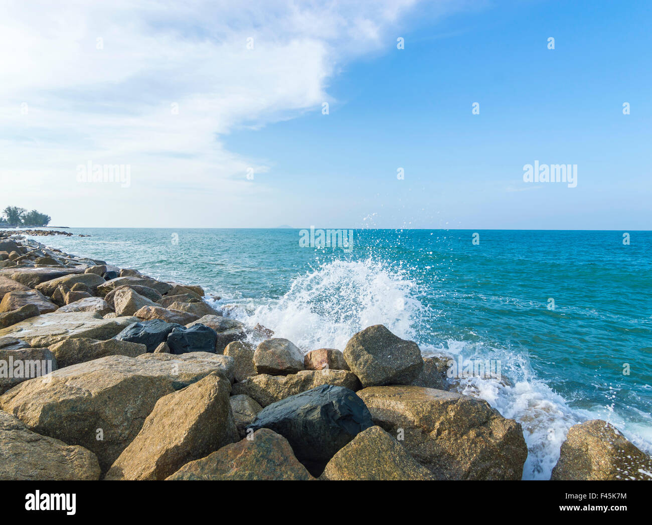 Stone wall as wave protection to avoid collusion Stock Photo - Alamy