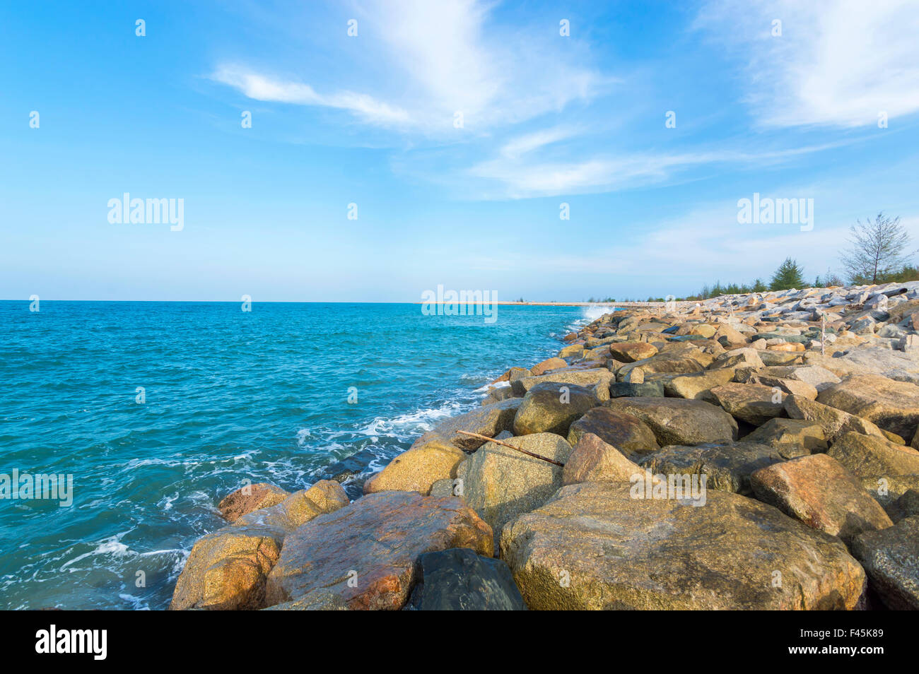 Stone wall as wave protection to avoid collusion Stock Photo - Alamy