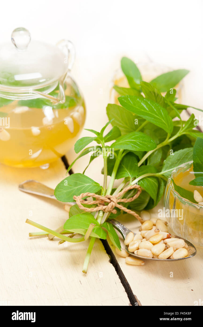 Arab traditional mint and pine nuts tea Stock Photo - Alamy