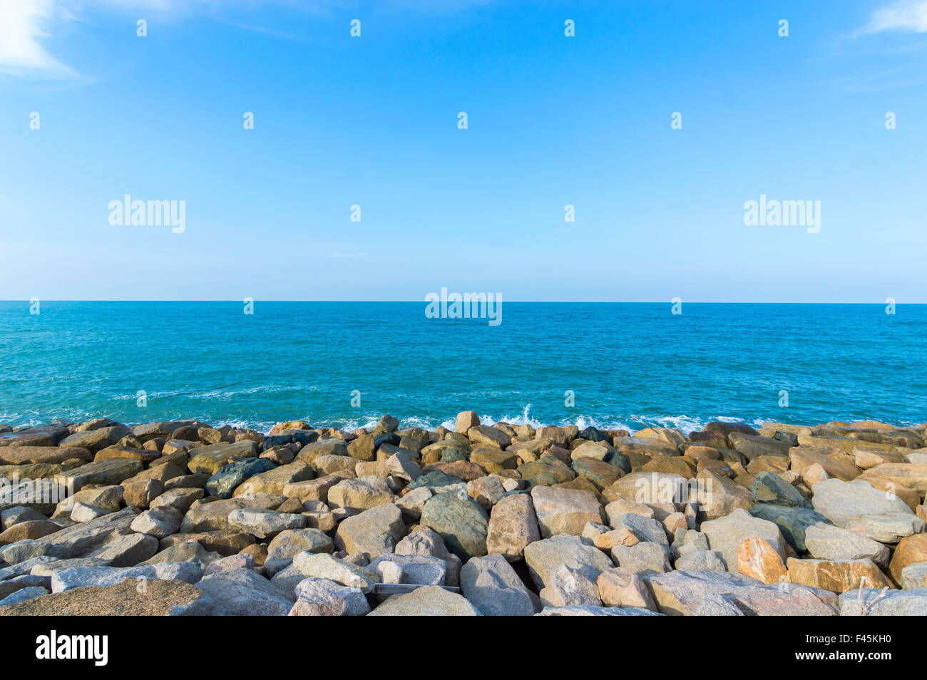 Stone wall as wave protection to avoid collusion Stock Photo - Alamy