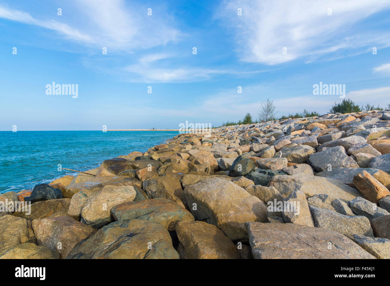 Stone wall as wave protection to avoid collusion Stock Photo - Alamy
