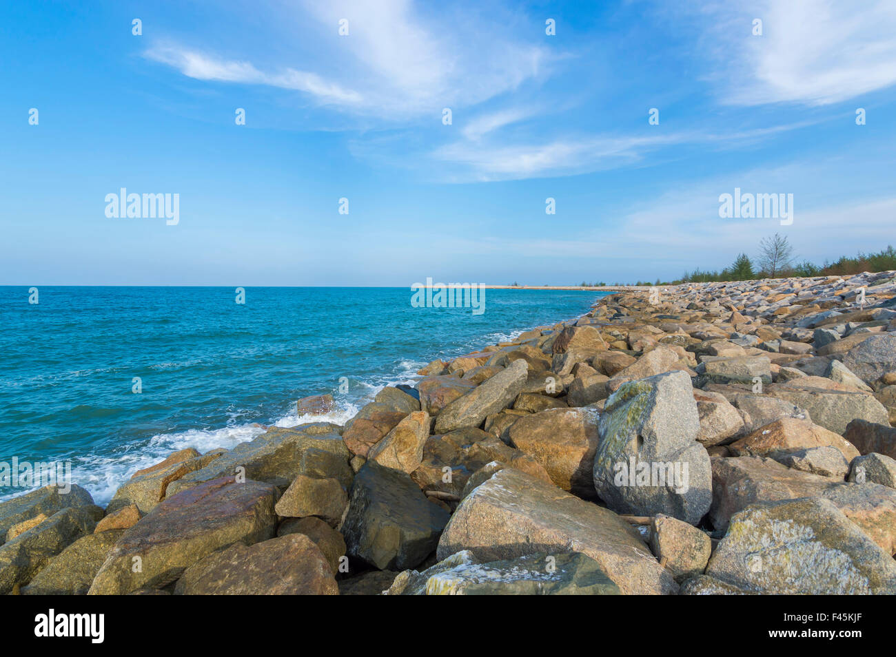 Stone wall as wave protection to avoid collusion Stock Photo - Alamy