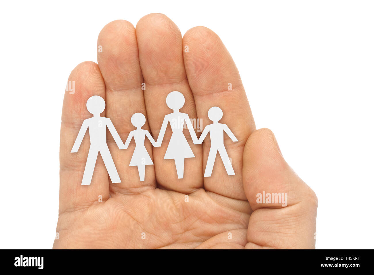 Paper family in hand Stock Photo - Alamy