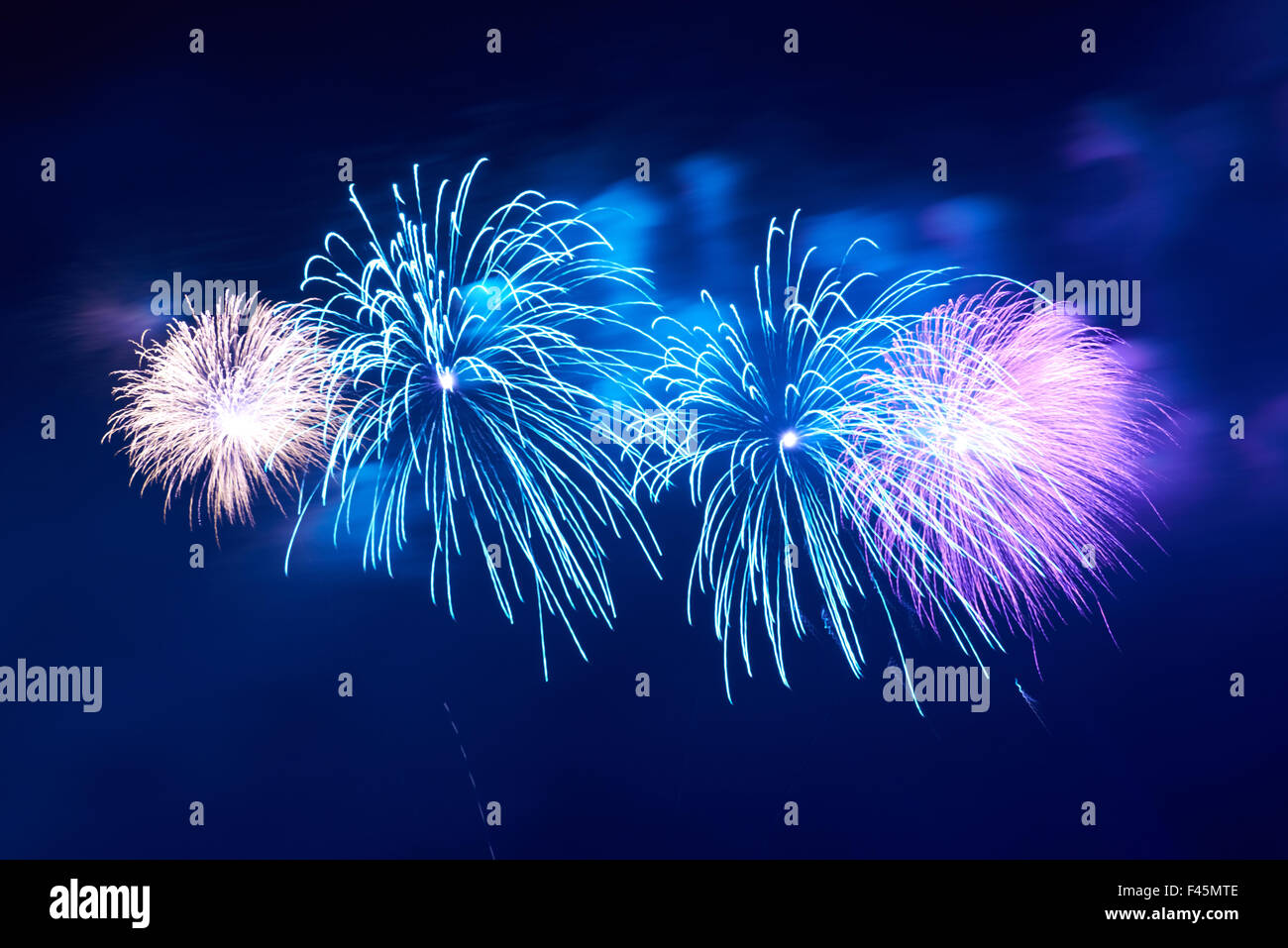 Blue colorful fireworks Stock Photo - Alamy