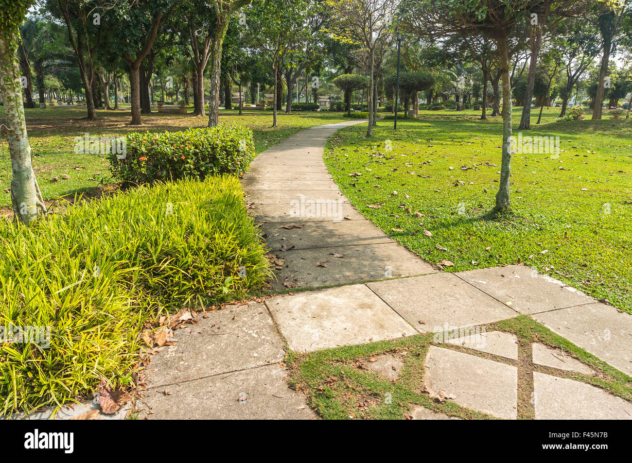 Jogging track at green garden Stock Photo - Alamy