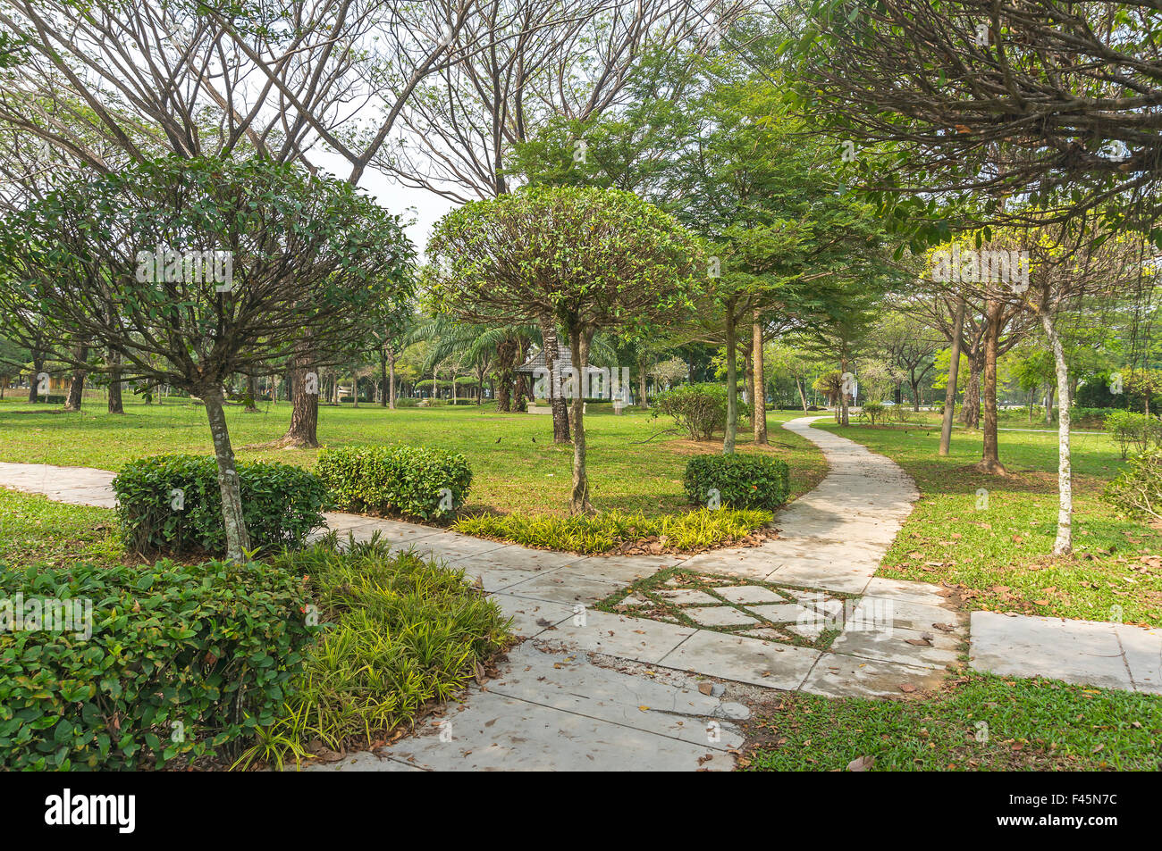 Jogging track at green garden Stock Photo - Alamy