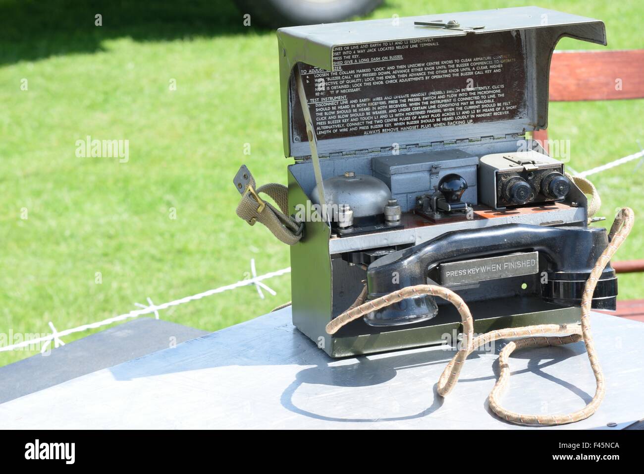 Vintage field phone Stock Photo - Alamy
