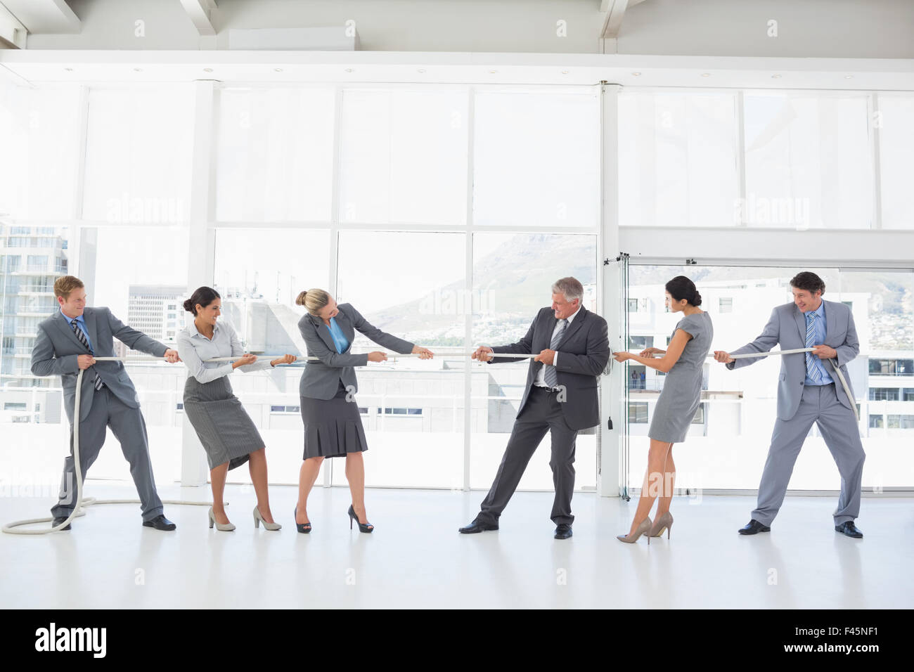 Business team pulling the rope Stock Photo - Alamy