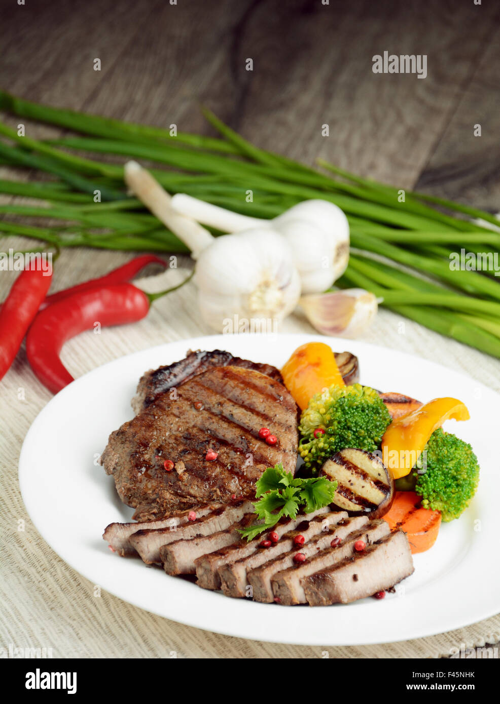 Delicious grilled beef steakes Stock Photo - Alamy