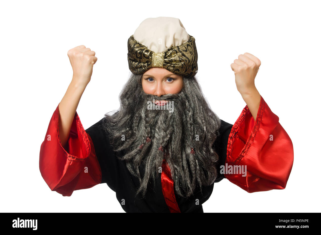 Female magician isolated on white Stock Photo - Alamy