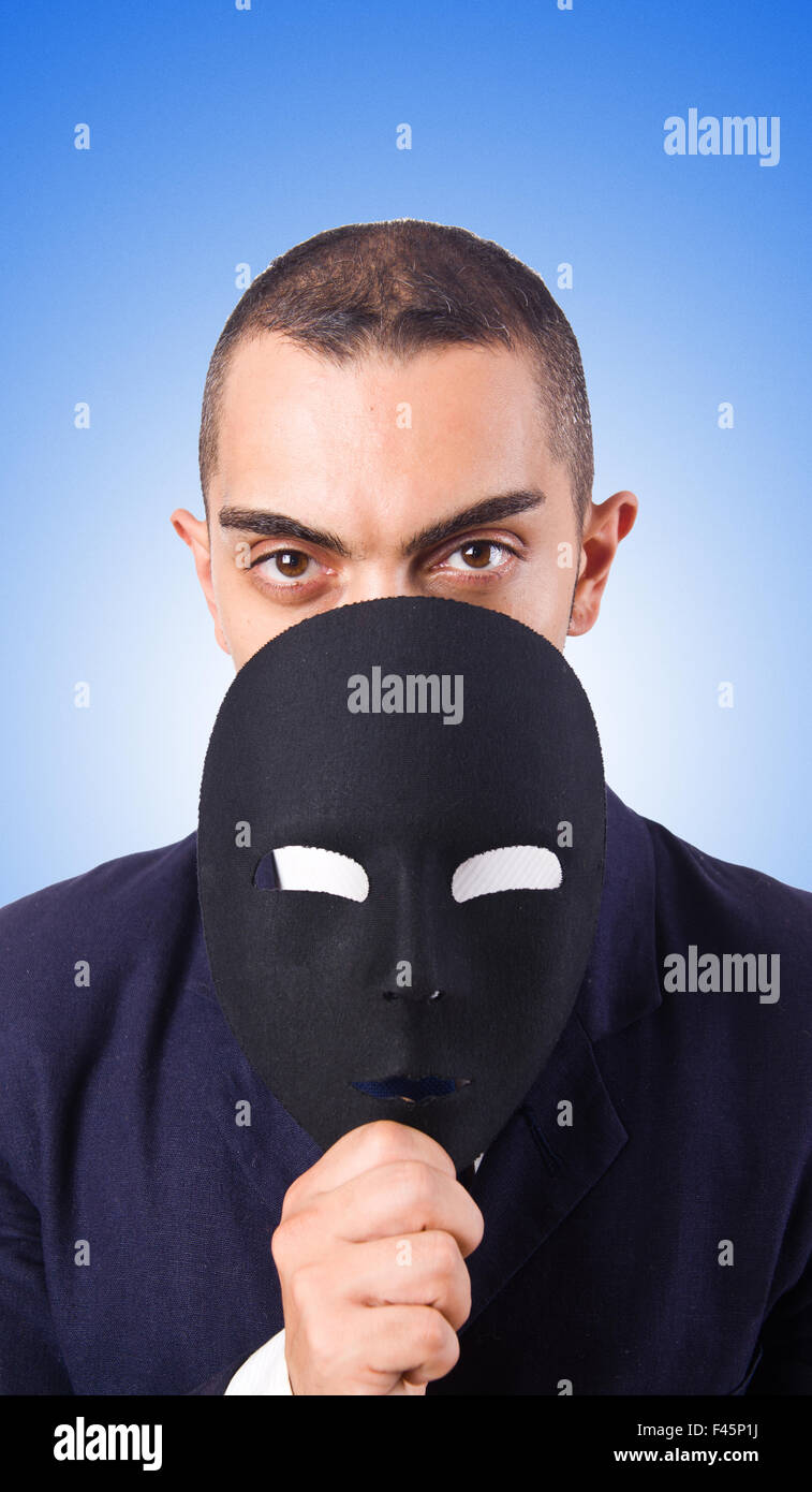 Man with mask isolated on white Stock Photo - Alamy