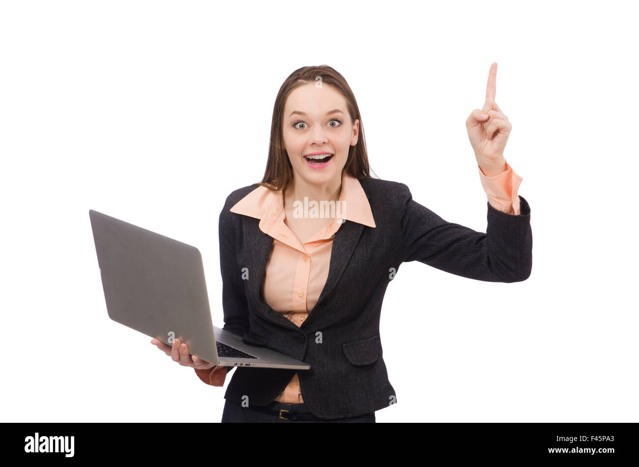 Working lady isolated on white Stock Photo - Alamy