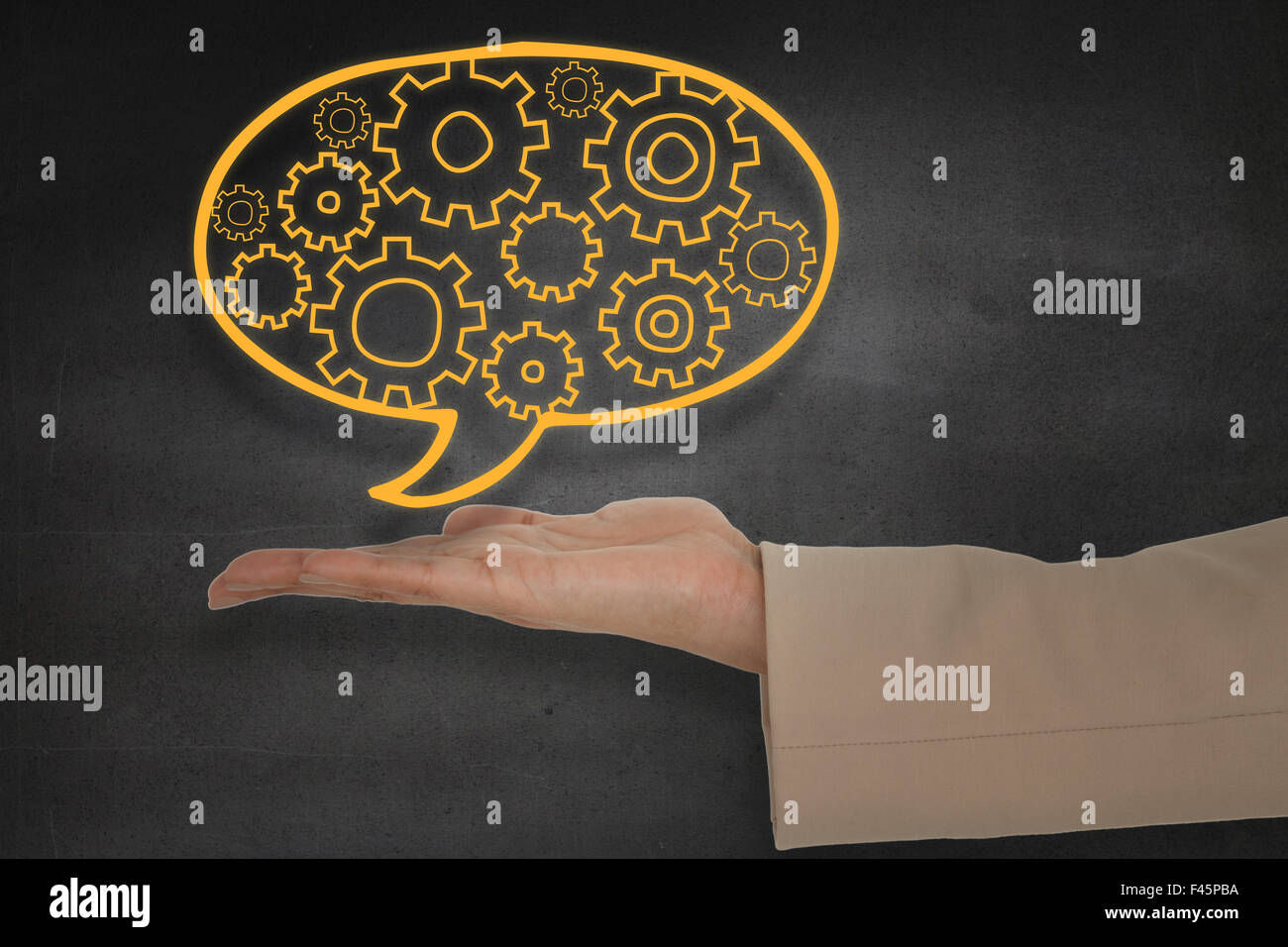 Composite image of female hand presenting Stock Photo - Alamy