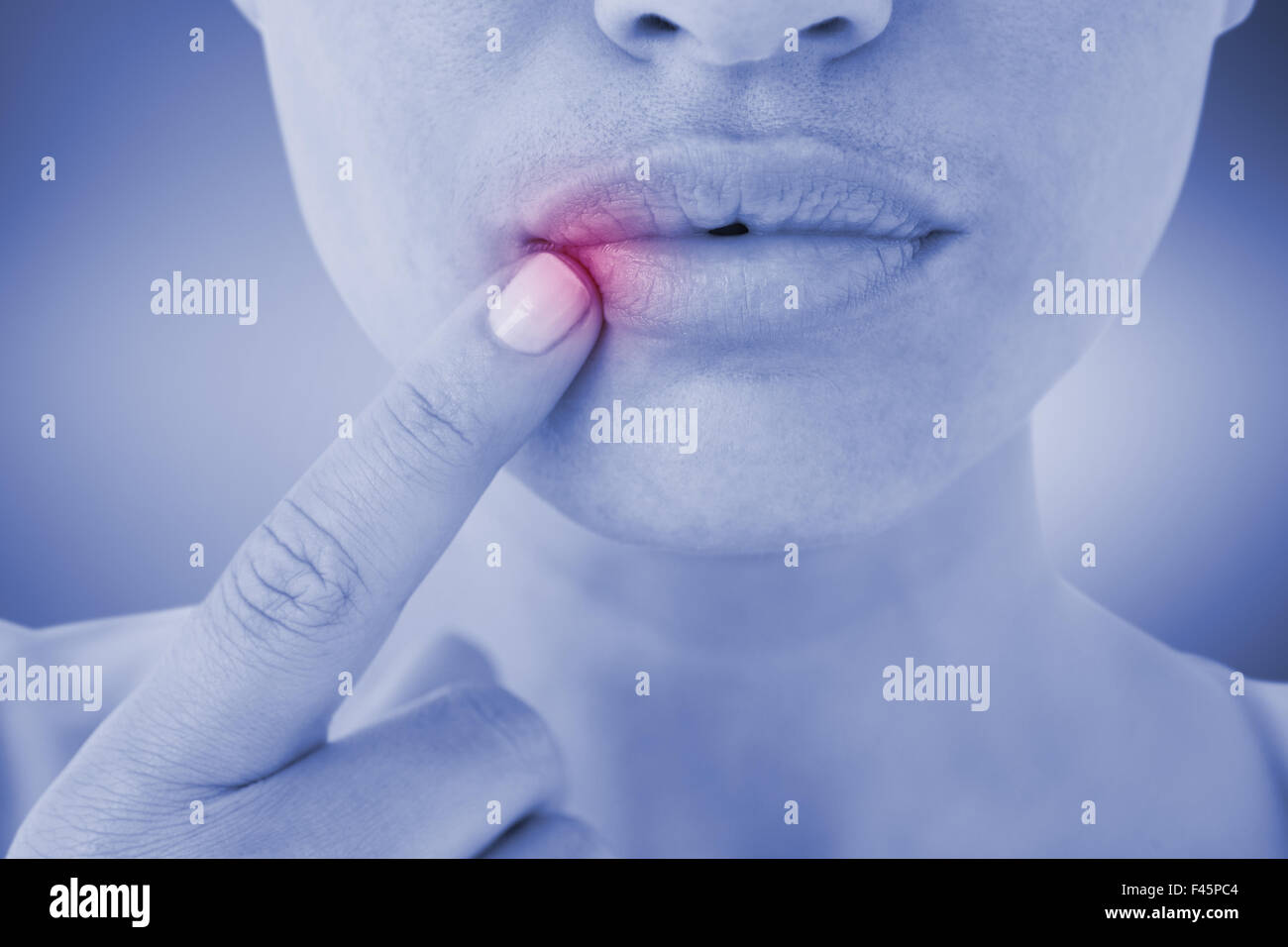 Composite image of woman pointing her lips Stock Photo - Alamy