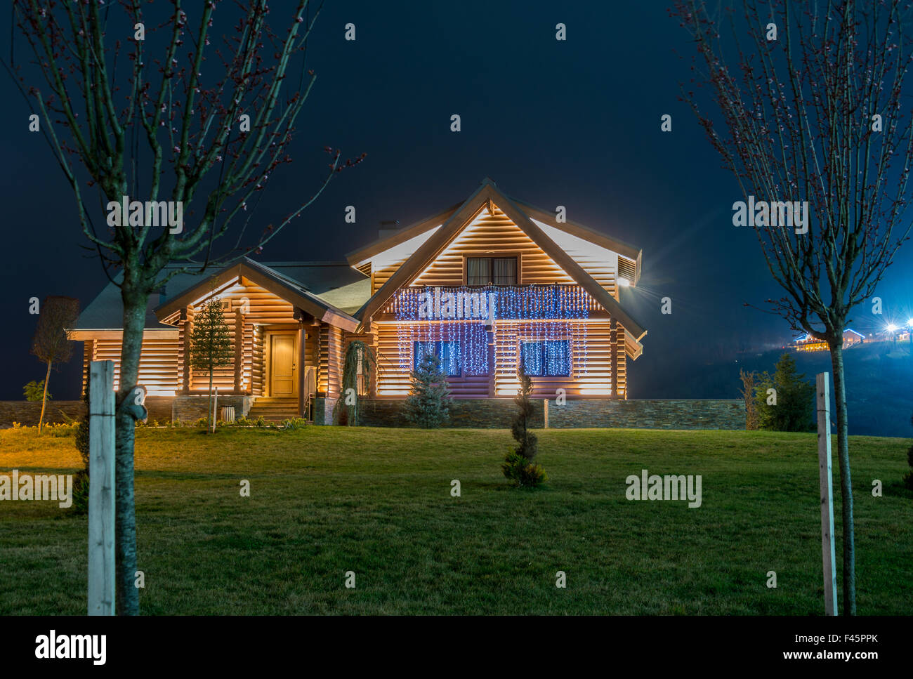 Nice modern house during evening hours Stock Photo - Alamy