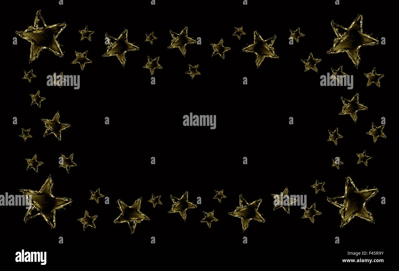 A frame made up of yellow water stars on black Stock Photo - Alamy