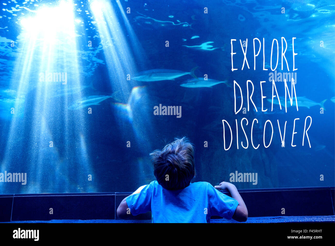 Composite image of explore, dream, discover Stock Photo - Alamy
