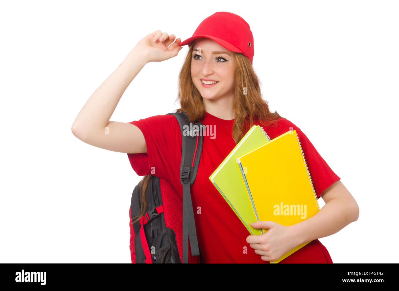 Pretty smiling girl backpack hi-res stock photography and images - Alamy