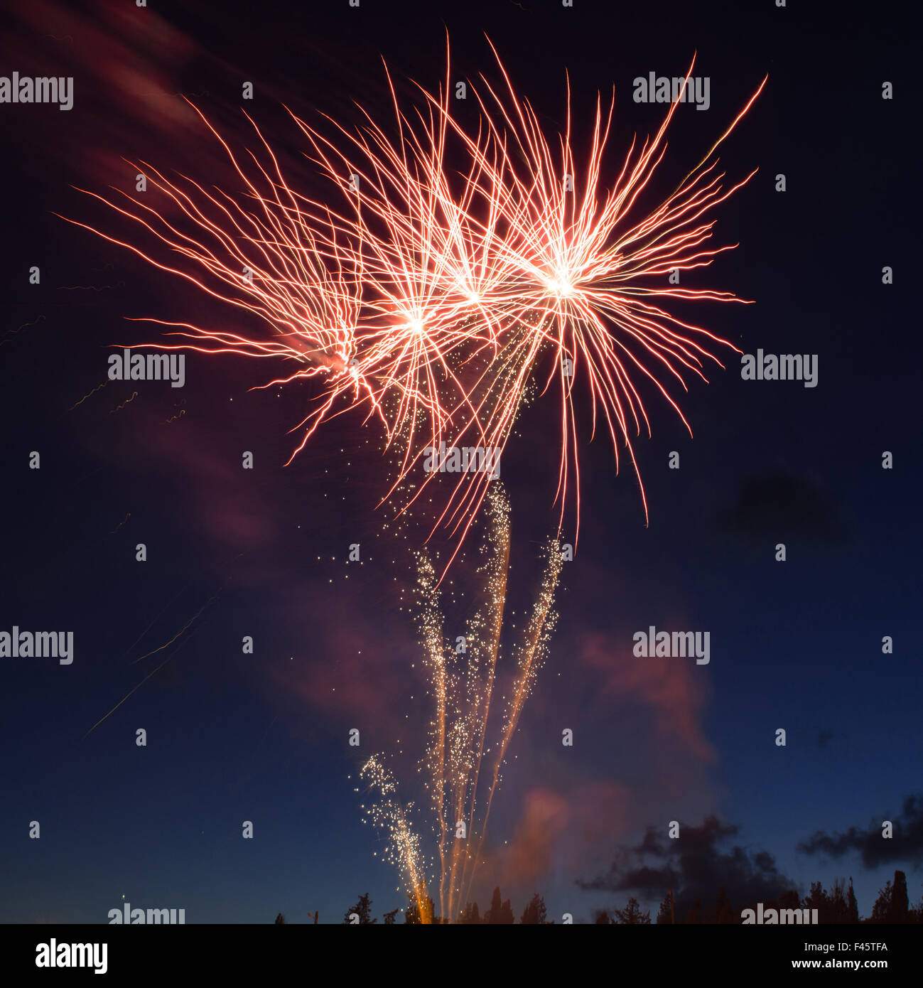 Red colorful fireworks Stock Photo - Alamy