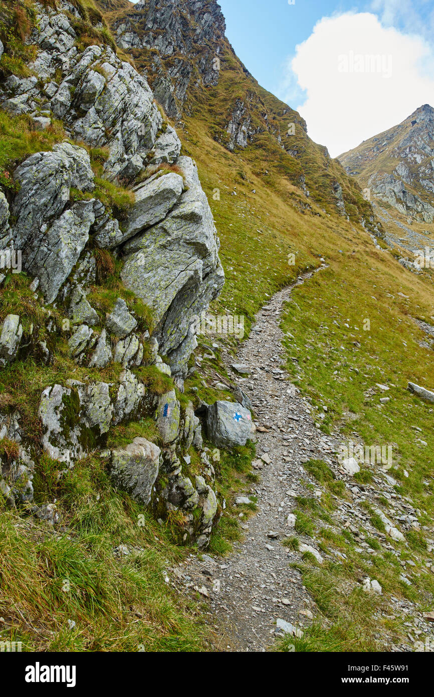 Landscape with a marked hiking trail in the mountains Stock Photo - Alamy