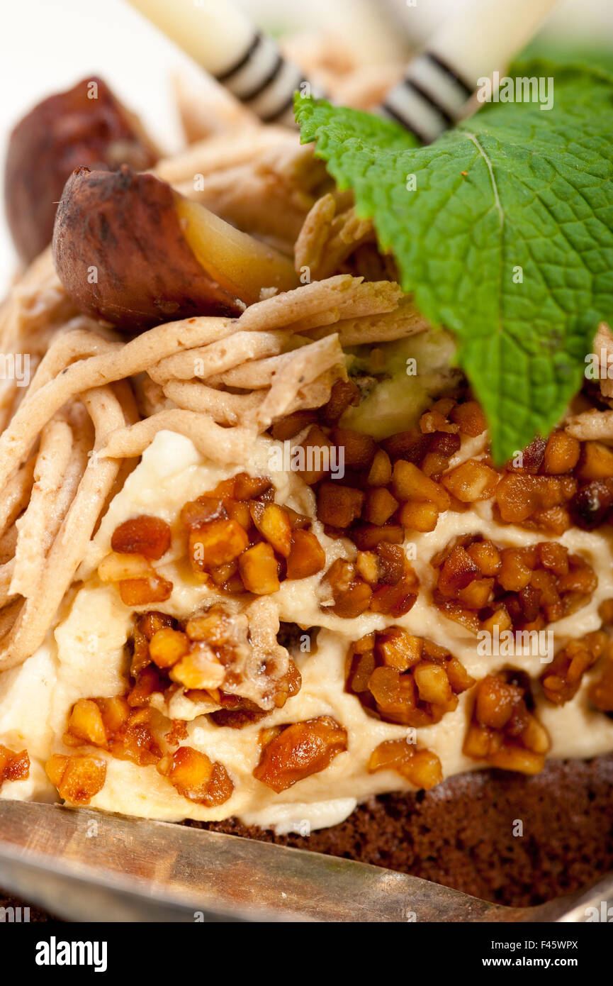 chestnut cream cake dessert Stock Photo - Alamy