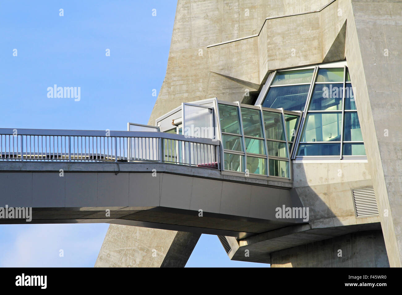 Entrance with ramp in new TV tower building Stock Photo - Alamy