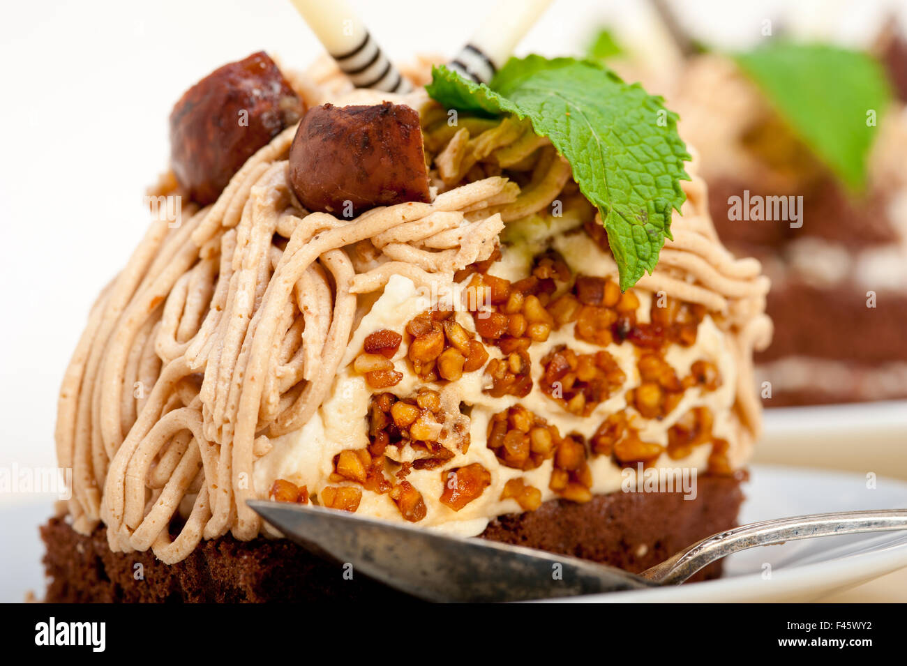 chestnut cream cake dessert Stock Photo - Alamy