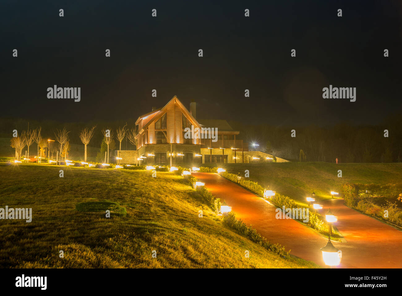 Nice modern house during evening hours Stock Photo - Alamy