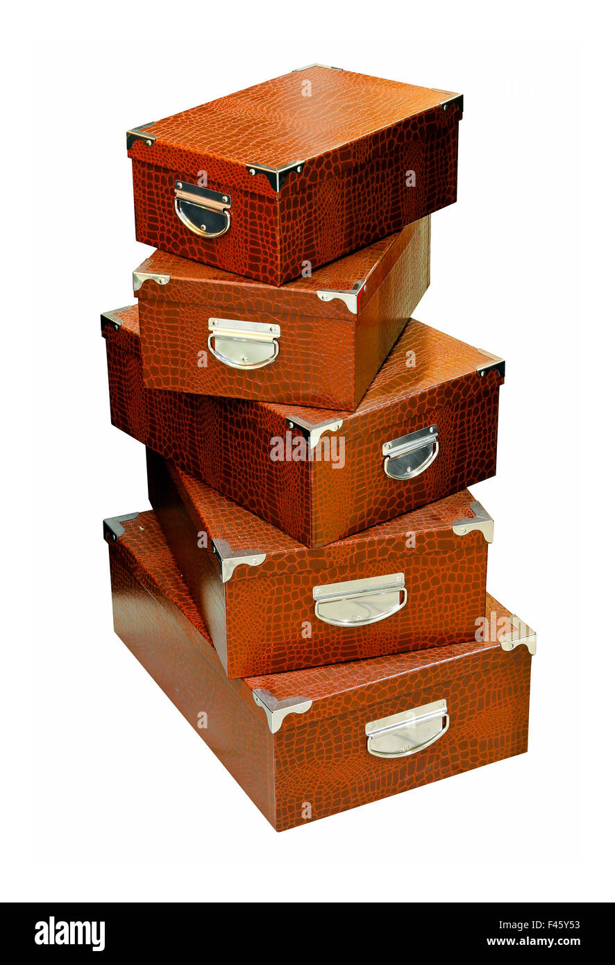 Brown leather boxes Stock Photo - Alamy