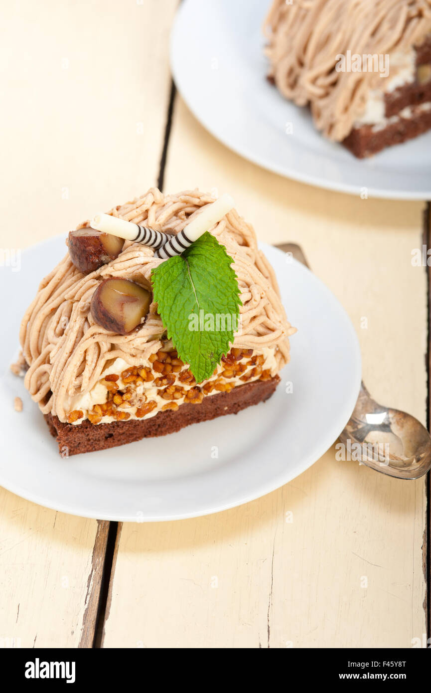 chestnut cream cake dessert Stock Photo - Alamy