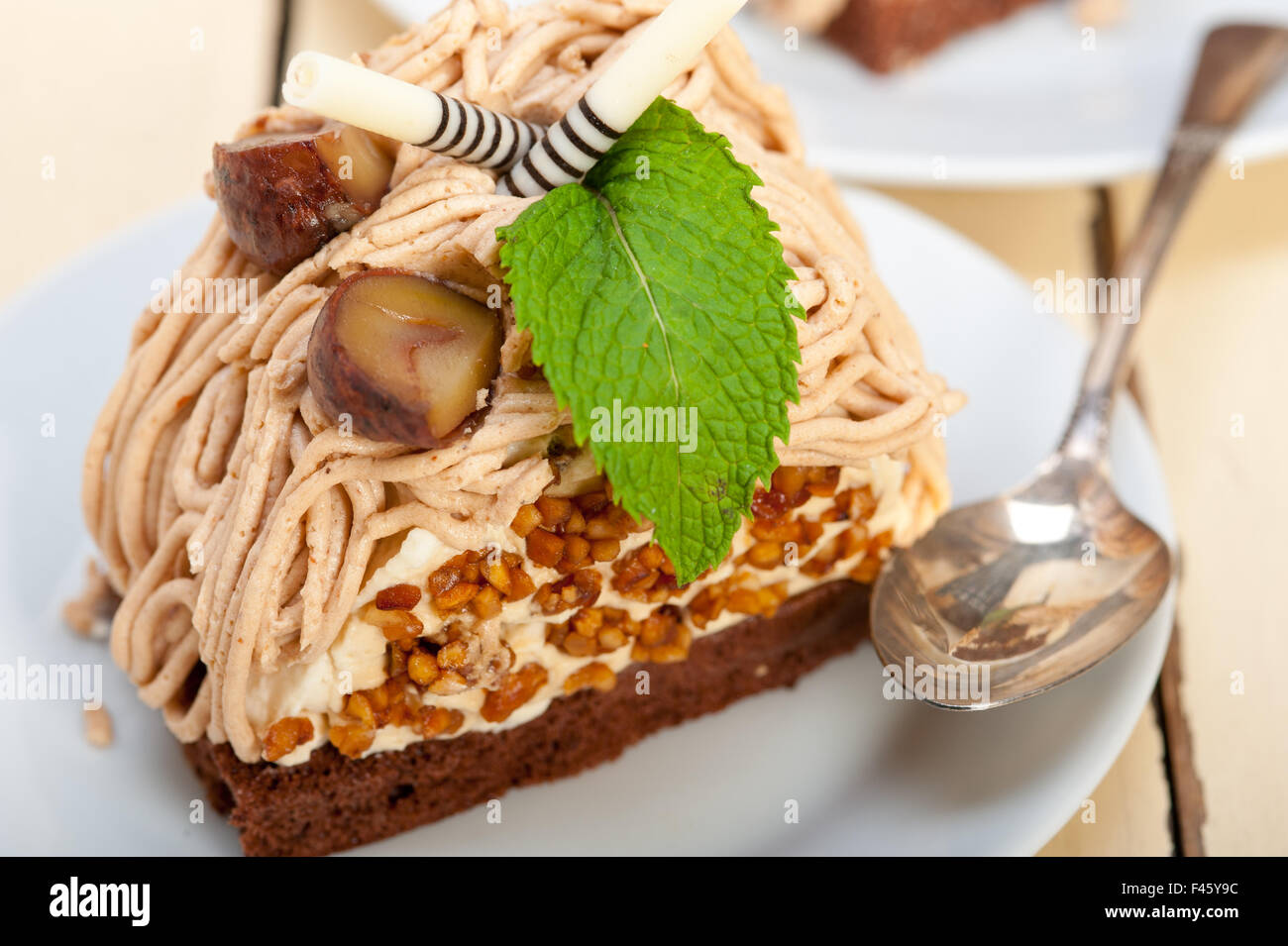 chestnut cream cake dessert Stock Photo - Alamy