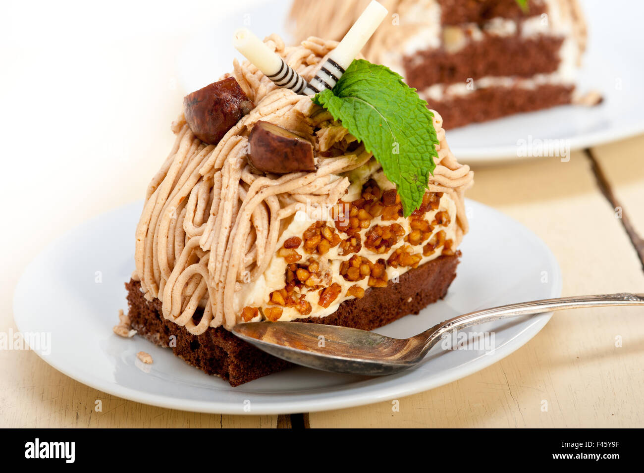 chestnut cream cake dessert Stock Photo - Alamy