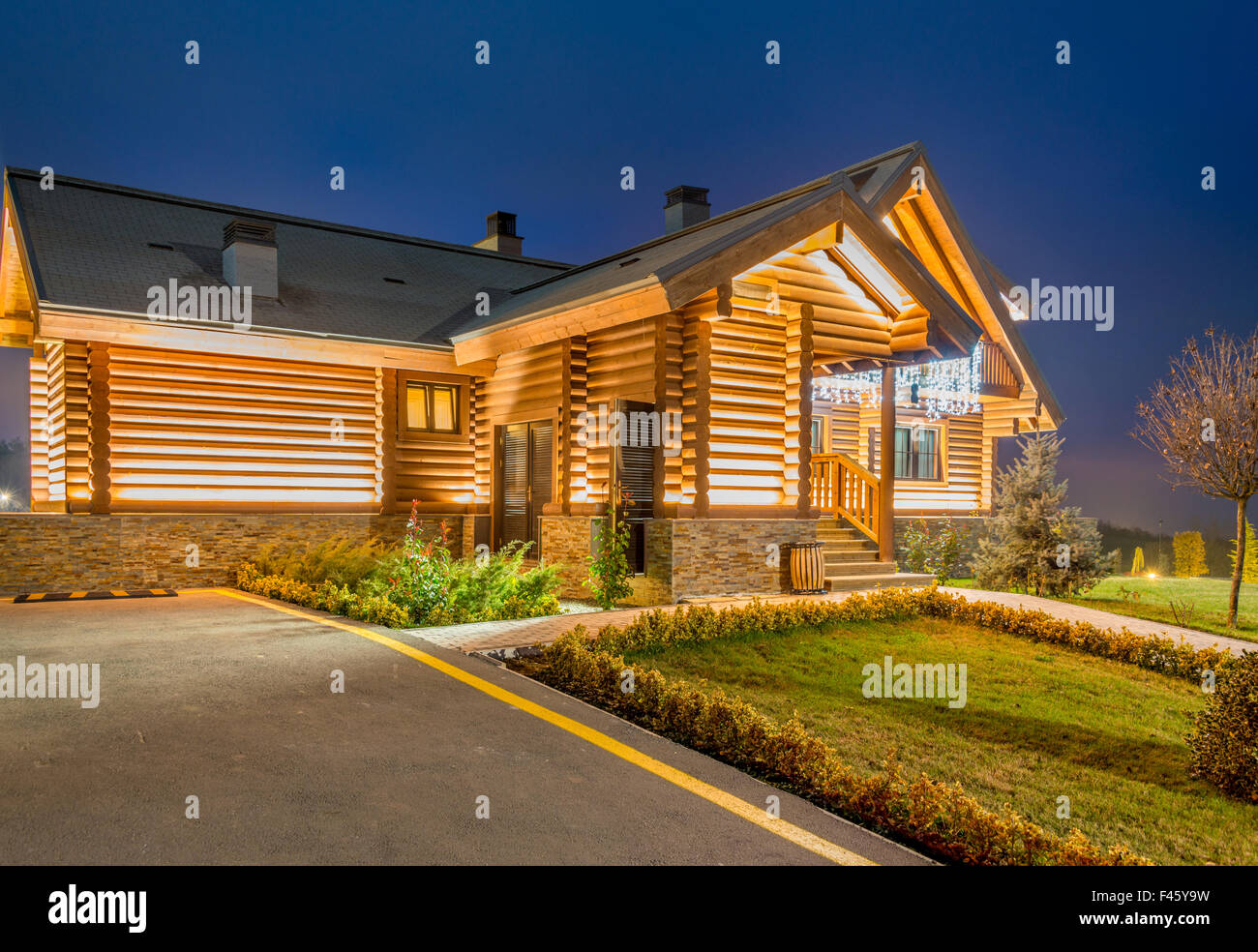 Nice modern house during evening hours Stock Photo - Alamy
