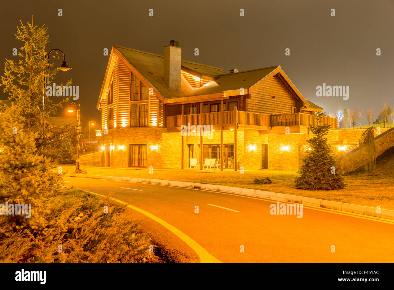 Nice modern house during evening hours Stock Photo - Alamy