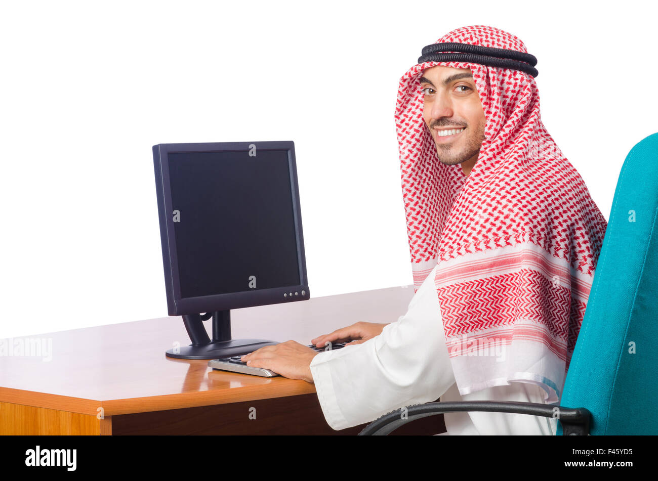 Arab businessman working on computer Stock Photo - Alamy