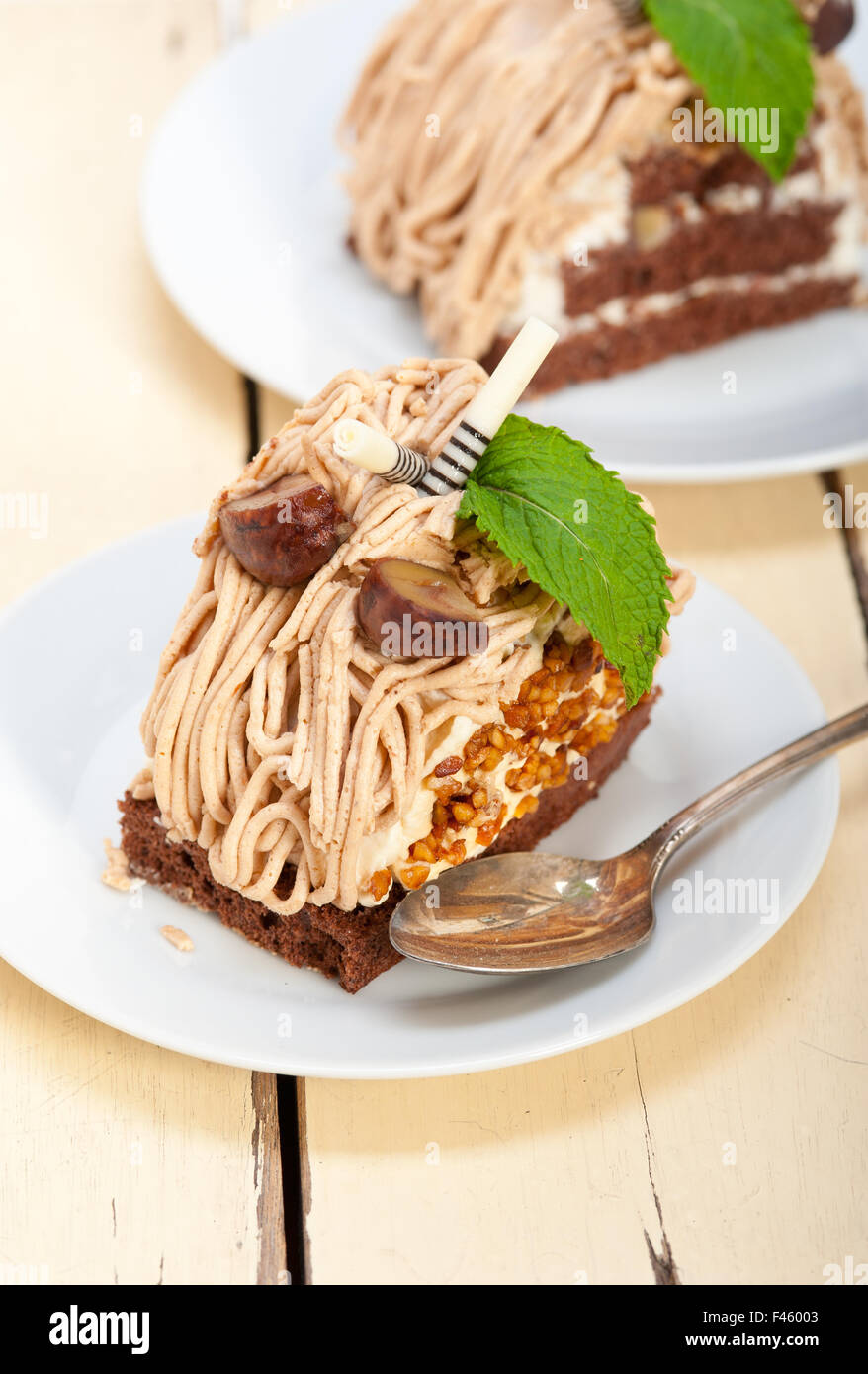 chestnut cream cake dessert Stock Photo - Alamy