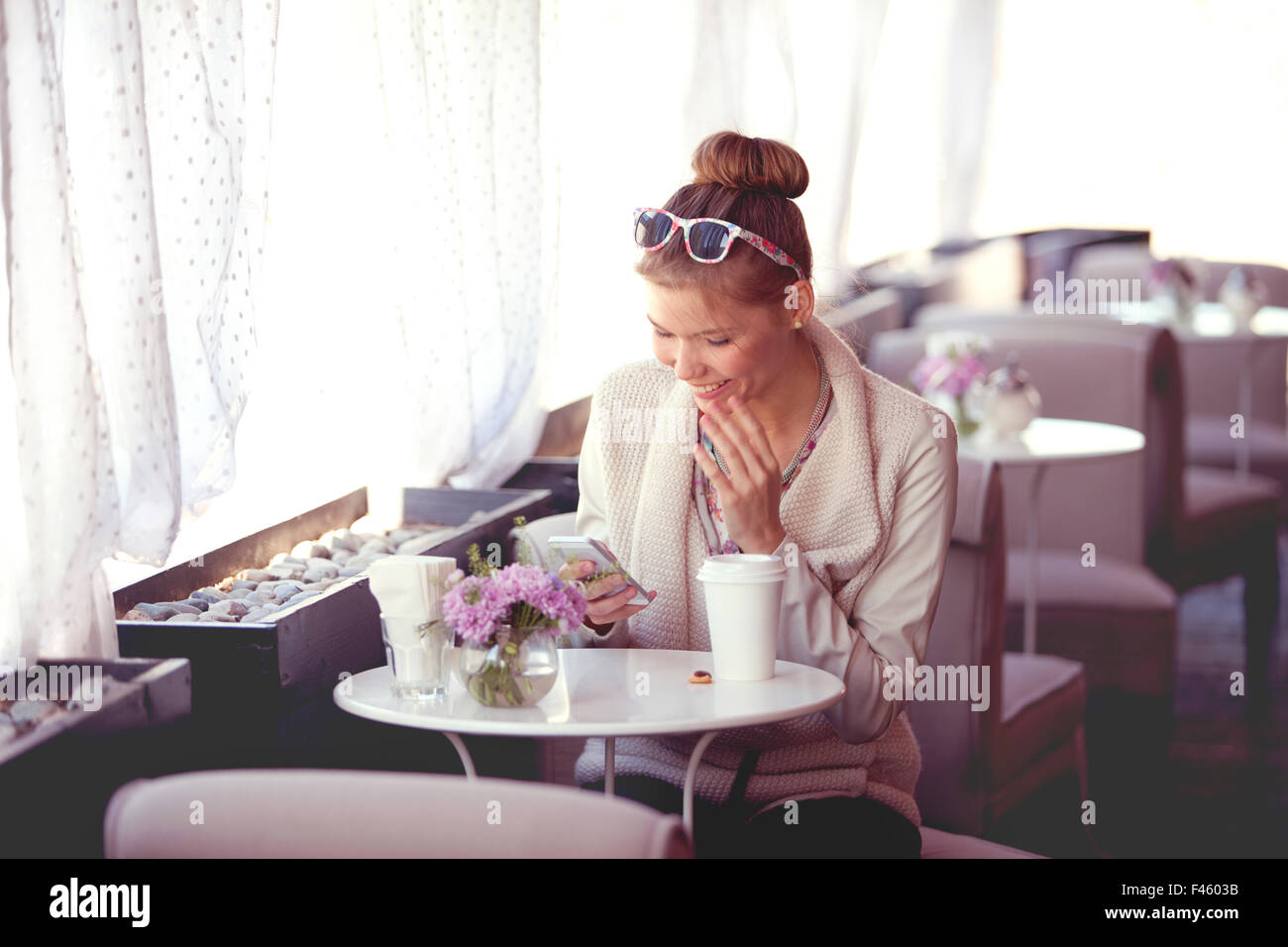 Morning in a cafe Stock Photo - Alamy