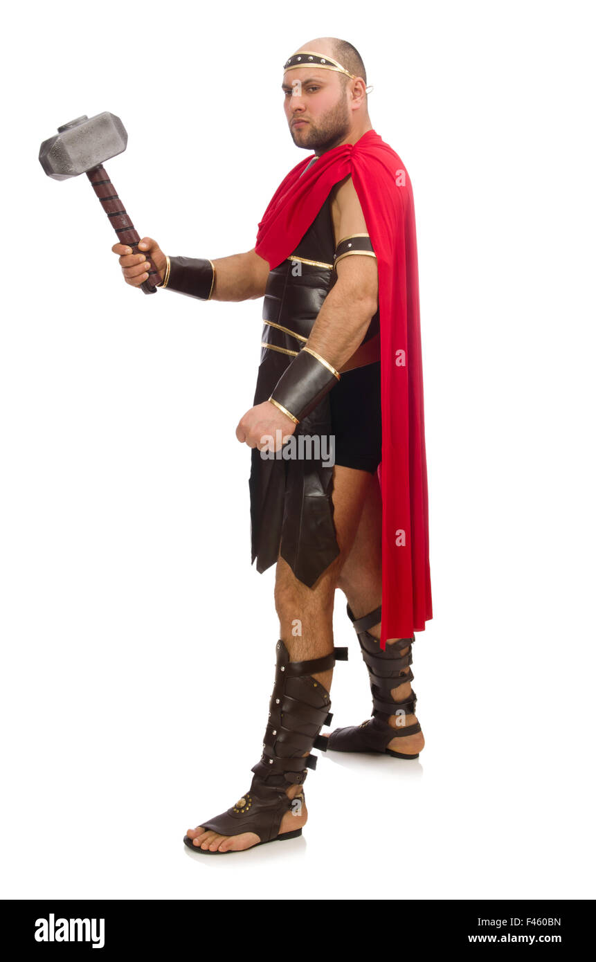 Gladiator with hammer isolated on white Stock Photo - Alamy