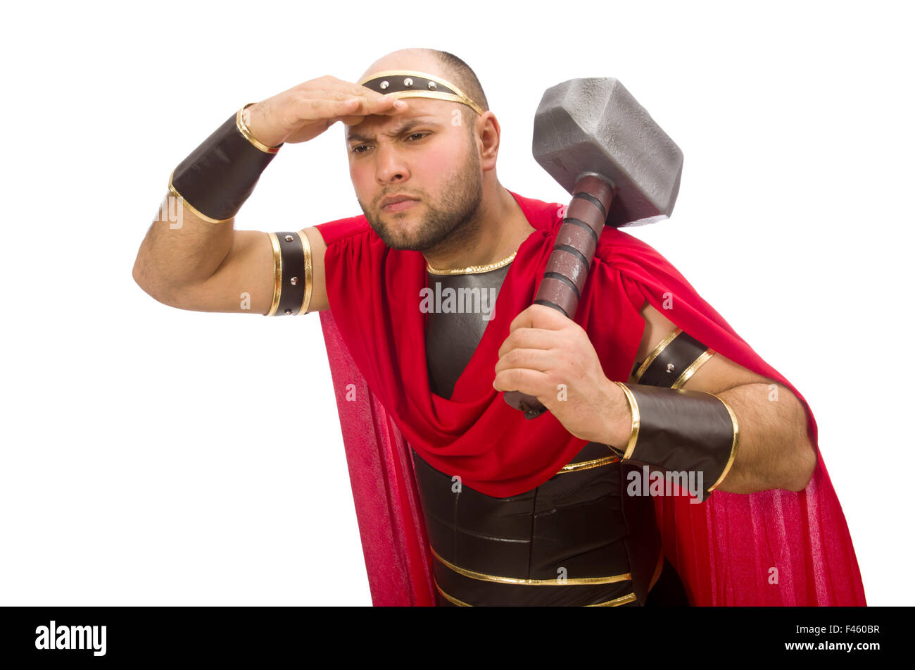 Gladiator with hammer isolated on white Stock Photo - Alamy