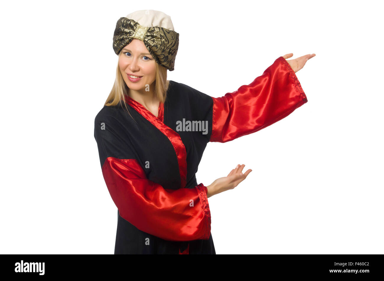Female magician isolated on white Stock Photo - Alamy