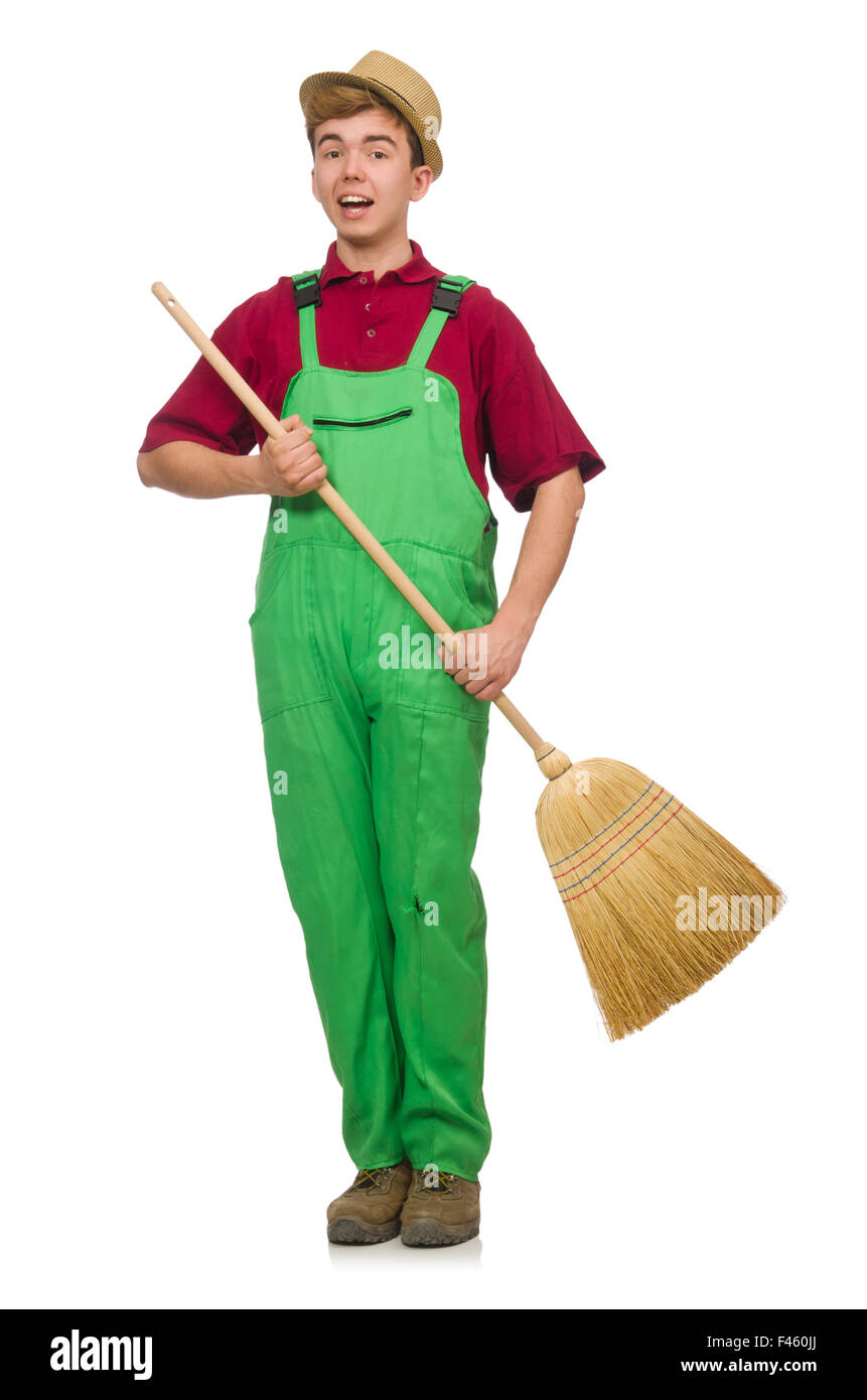 Man janitor isolated on the white Stock Photo - Alamy