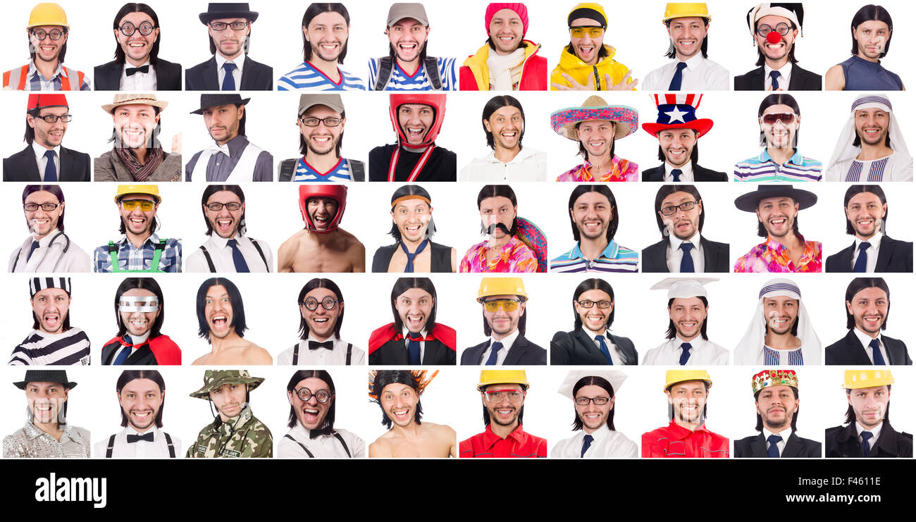 Collage of many faces from same model Stock Photo - Alamy