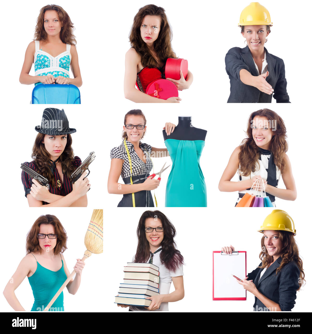 Collage of many faces from same model Stock Photo - Alamy