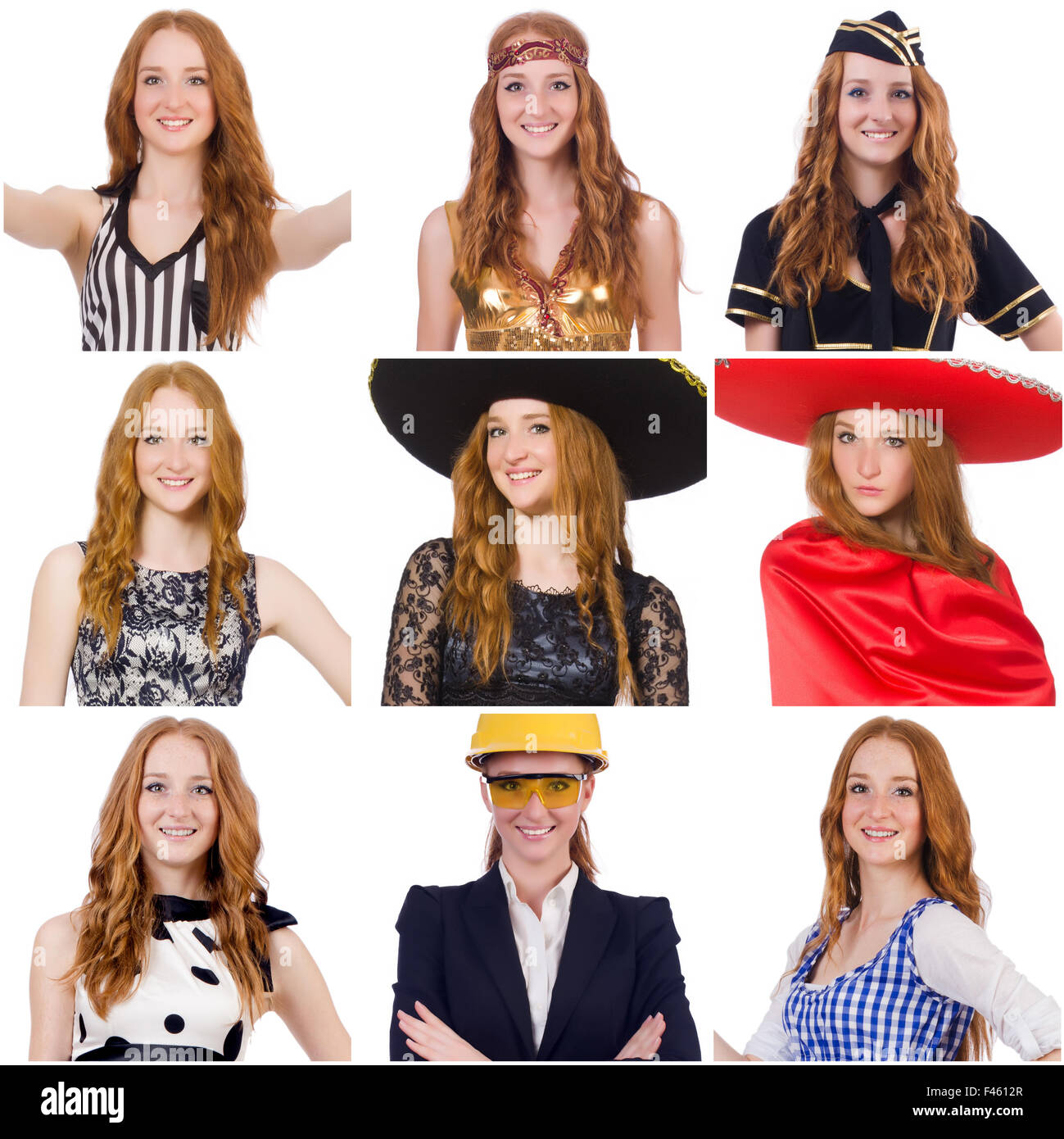 Collage of many faces from same model Stock Photo - Alamy