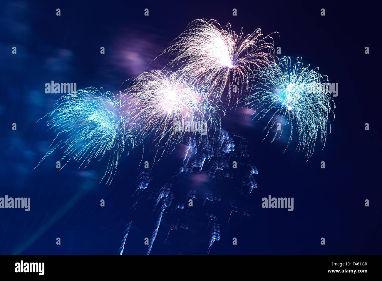Blue colorful fireworks Stock Photo - Alamy