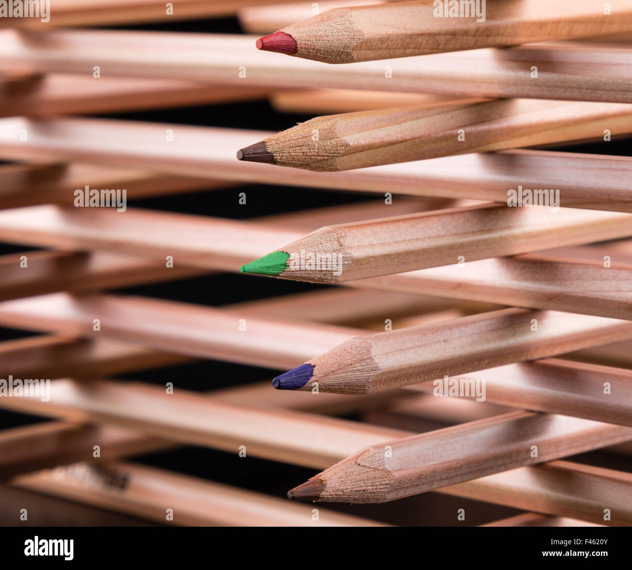 creatively stacked color pencils Stock Photo - Alamy