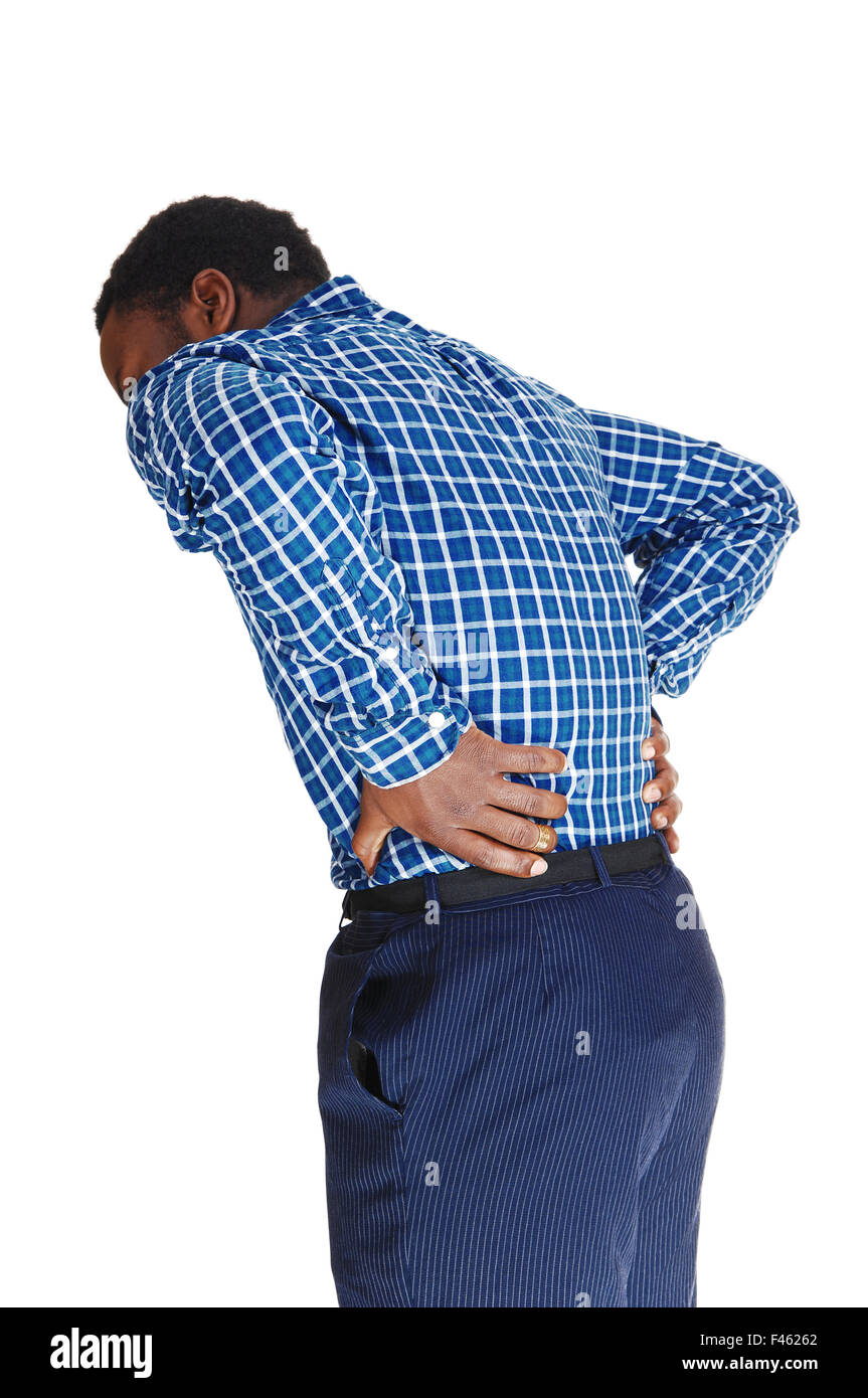 Black man with backache Stock Photo - Alamy