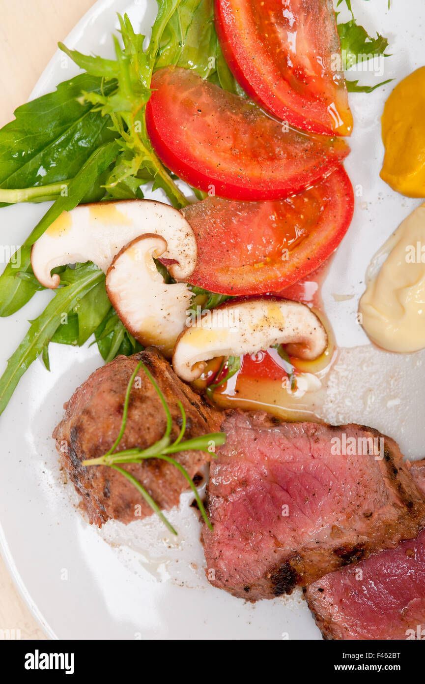 beef filet mignon grilled with vegetables Stock Photo - Alamy